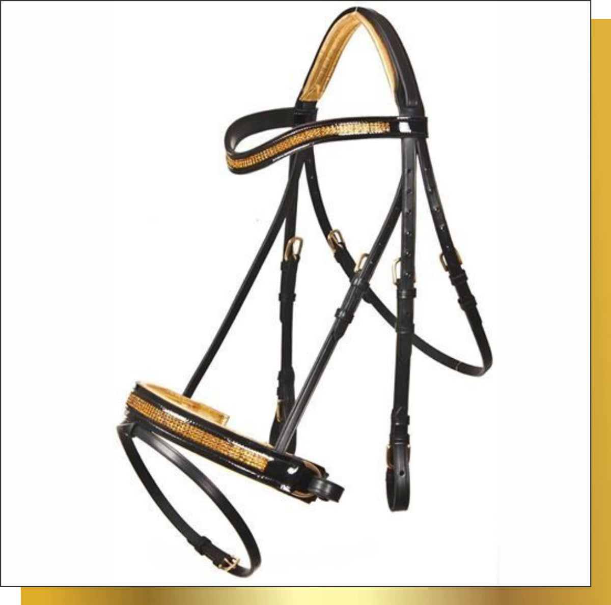 Gold Crystal Leather Bridle With Webb / Leather Reins - Paylesssaddlery ...