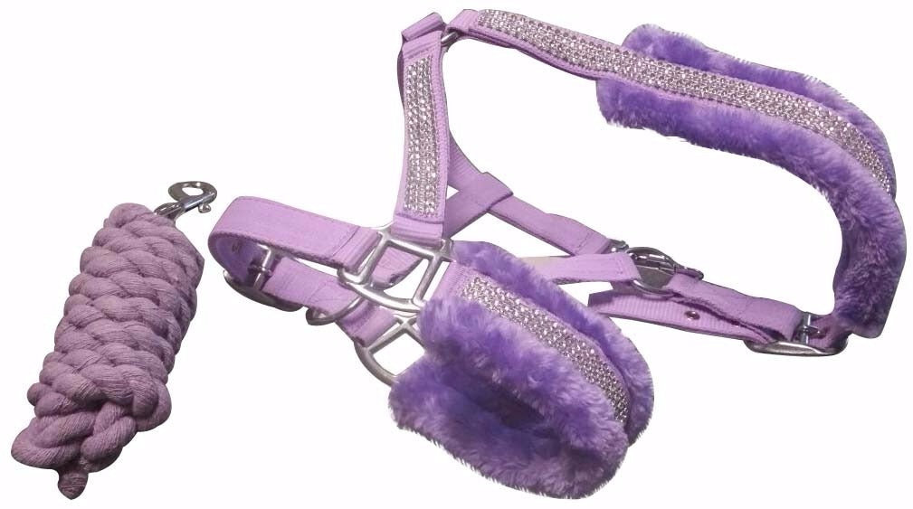 Purple- Crystal- Mink PP Halter and lead set – Payless Saddlery